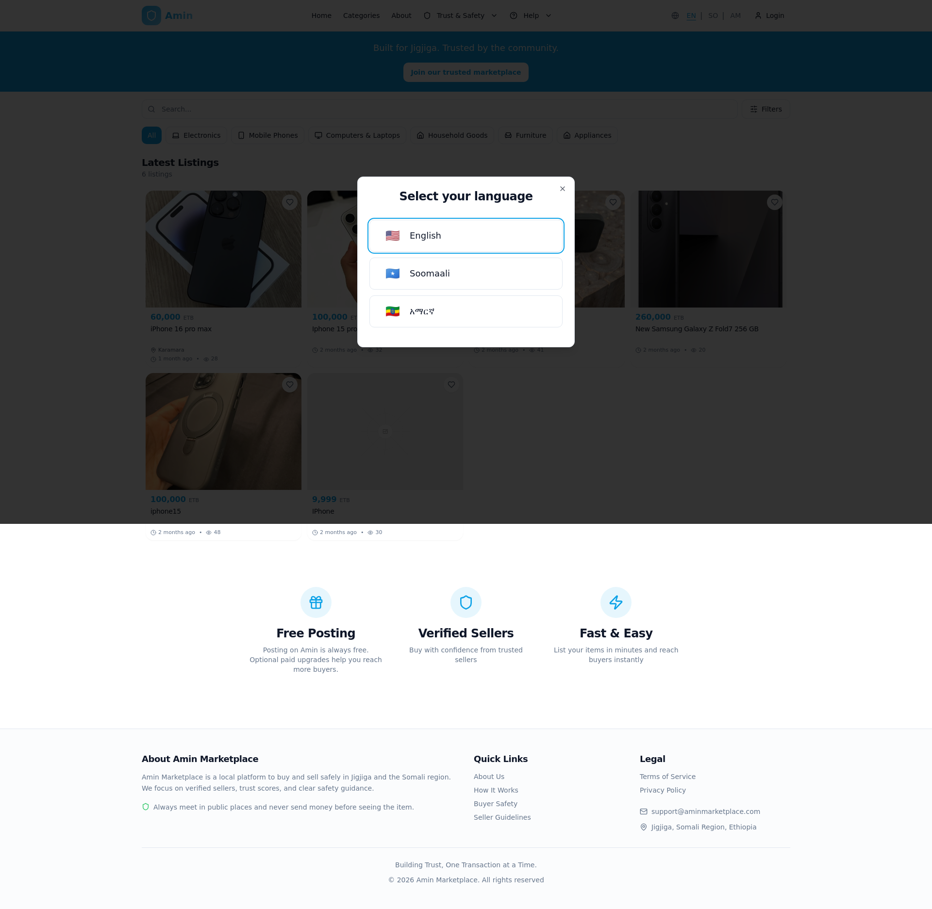 Amin Marketplace - Trusted Marketplace for Jigjiga | Buy & Sell in ...