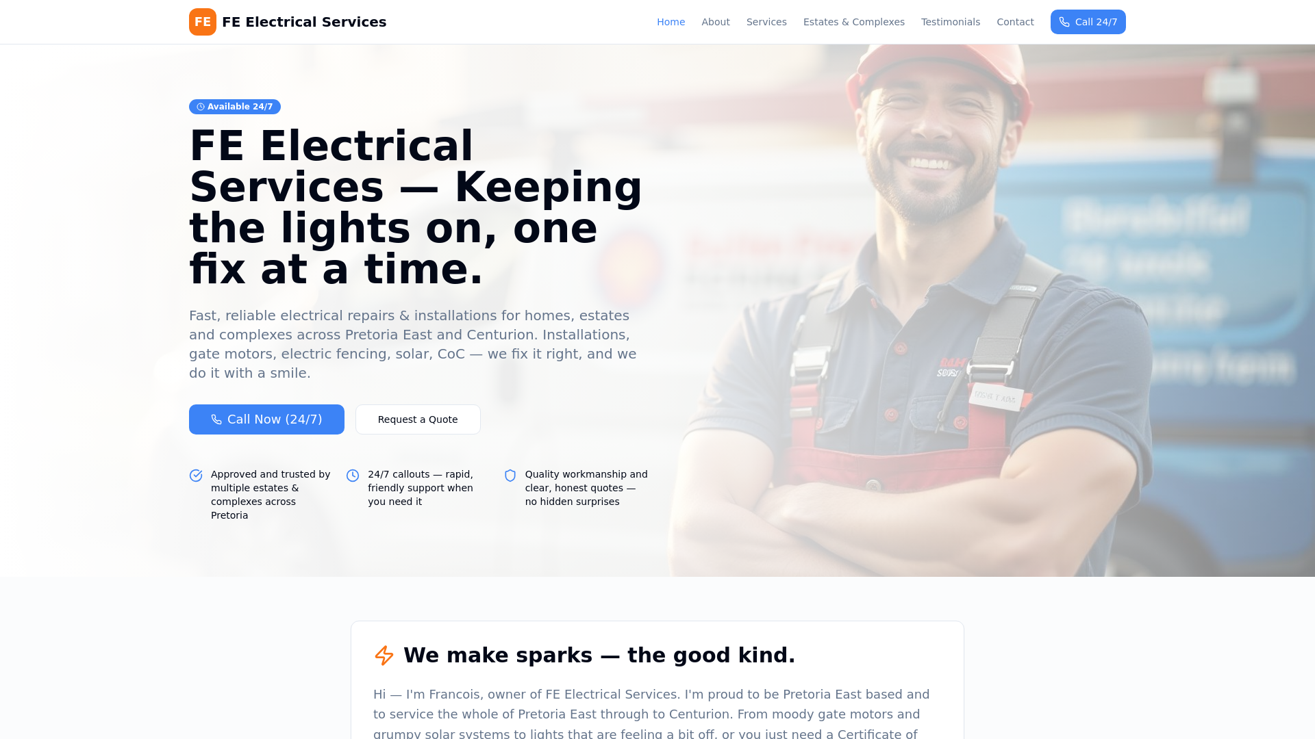 FE Electrical Services - Trusted 24/7 Electrician in Pretoria East