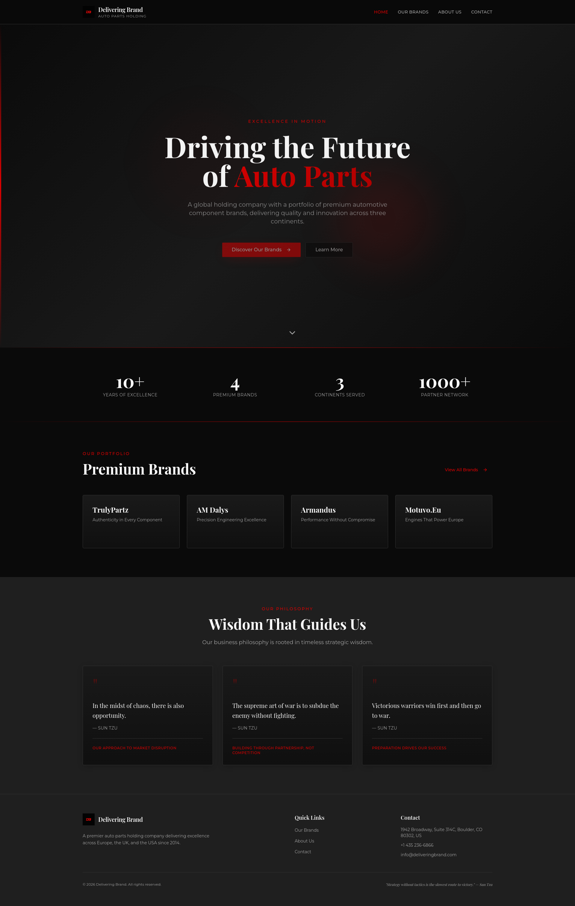 Delivering Brand | Premium Auto Parts Holding Company