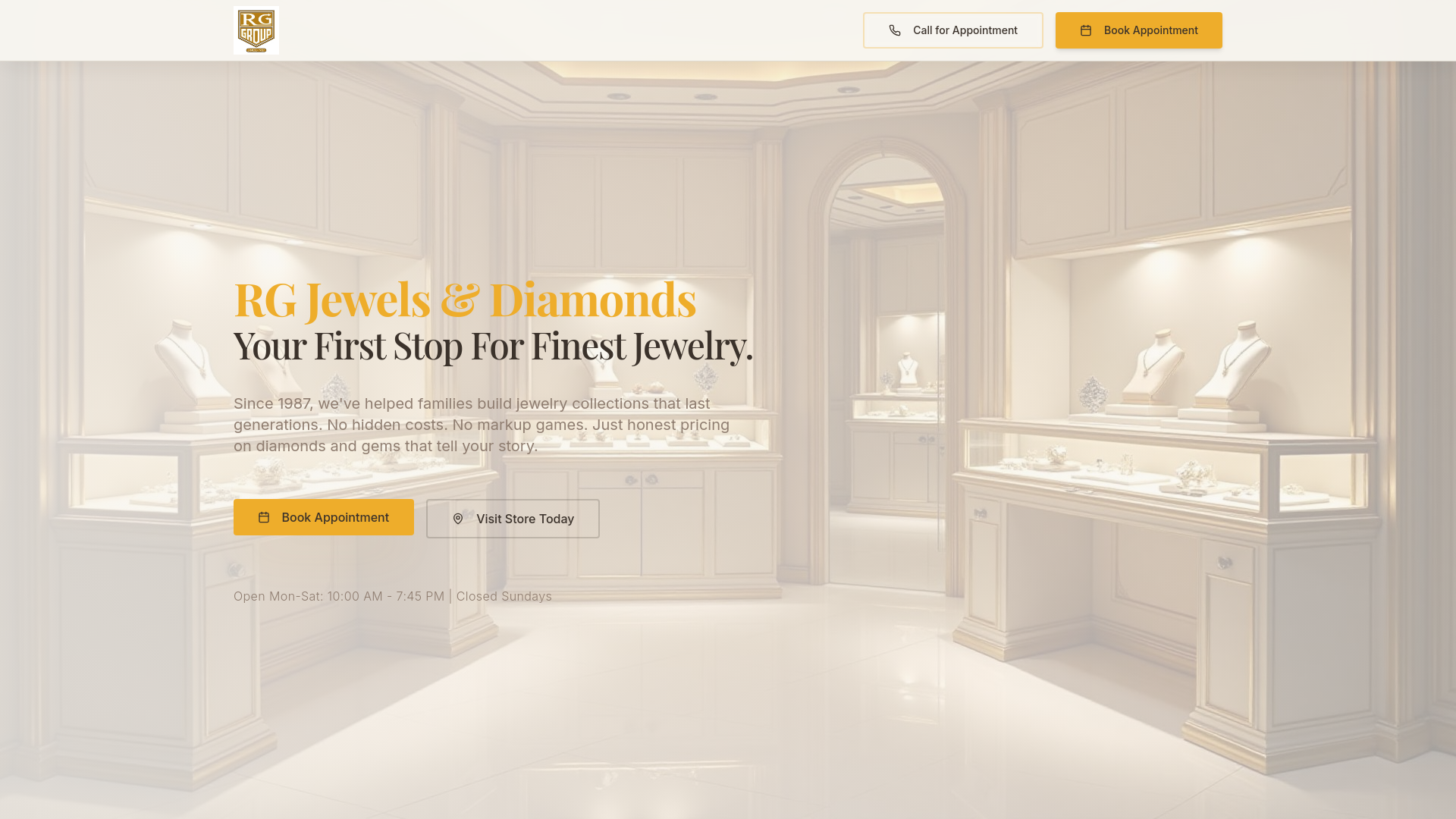 RG Jewels & Diamonds - Your First Stop For Finest Jewelry Since 1987