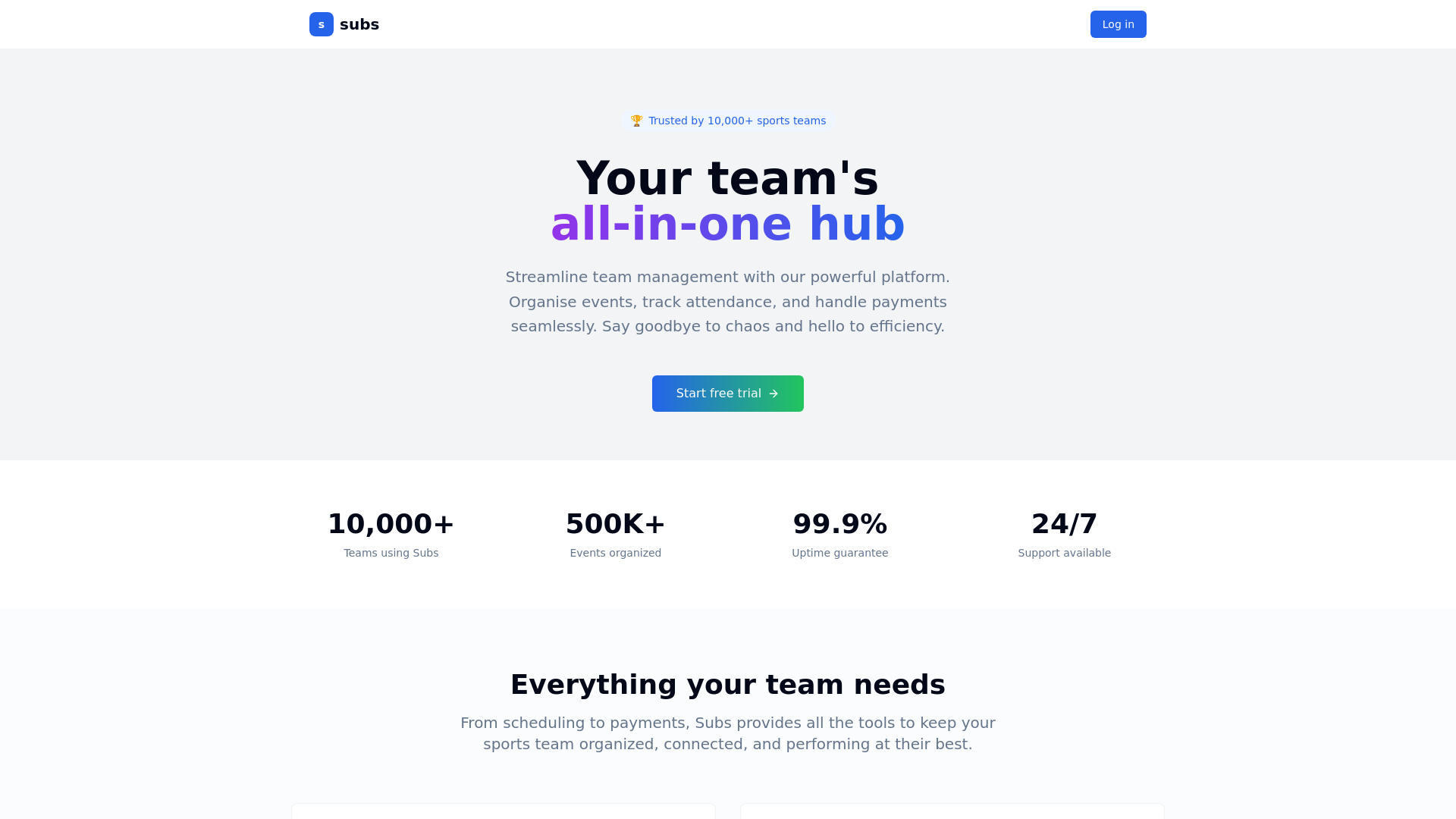 Subs - Sports Team Management