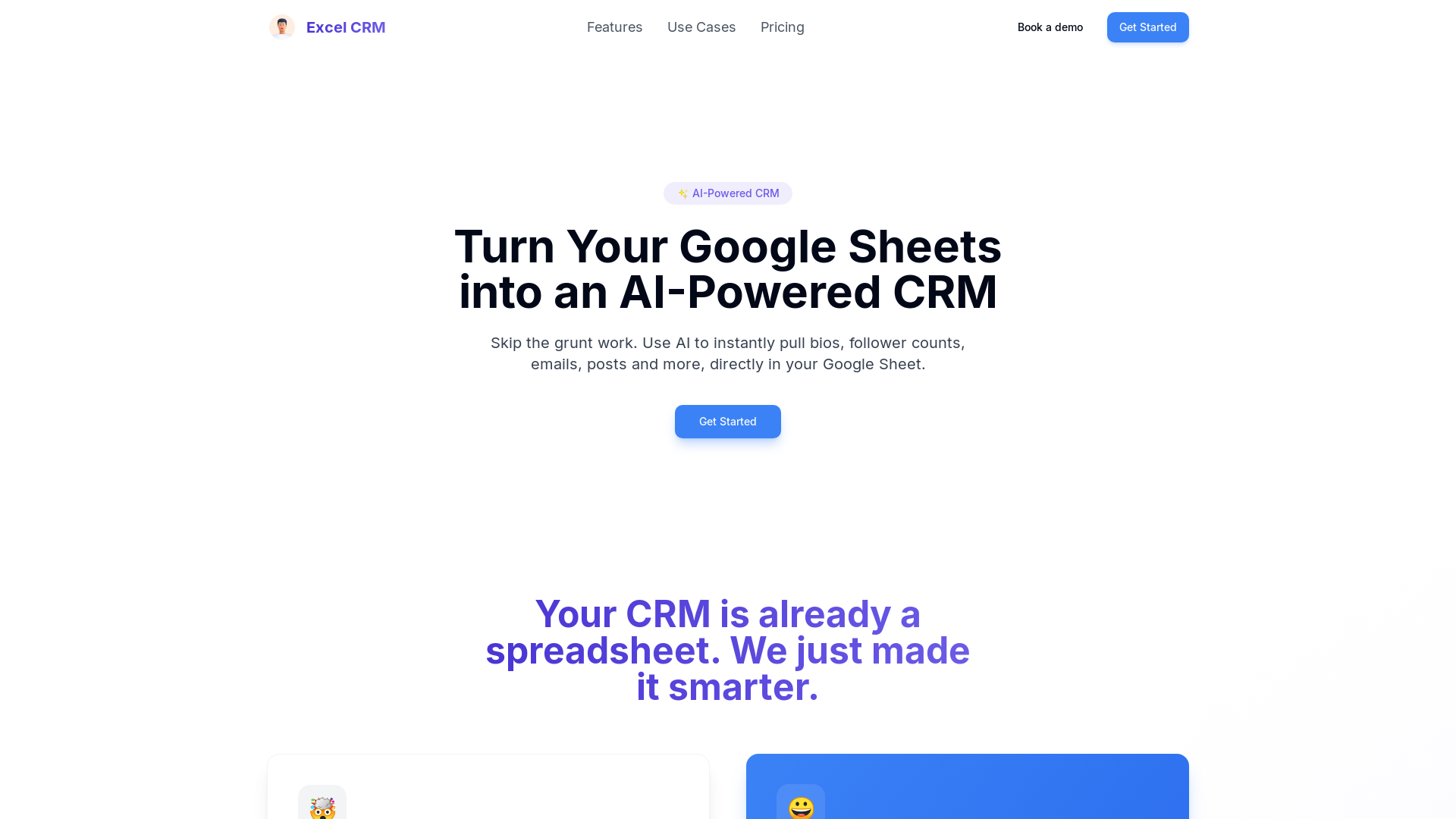 Spreadsheet CRM - Your CRM is already a spreadsheet. We just made it smarter.