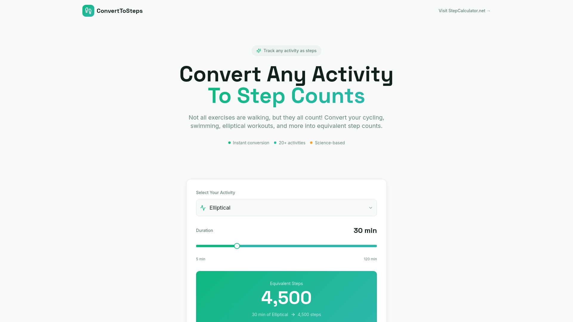 Convert Activities to Steps | Elliptical, Cycling, Swimming Step Calculator