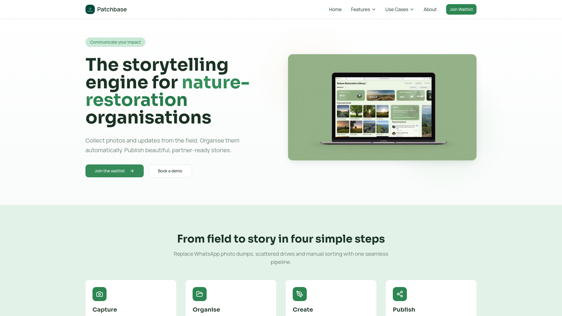 Patchbase - The Storytelling Engine for Nature-Restoration Organisations