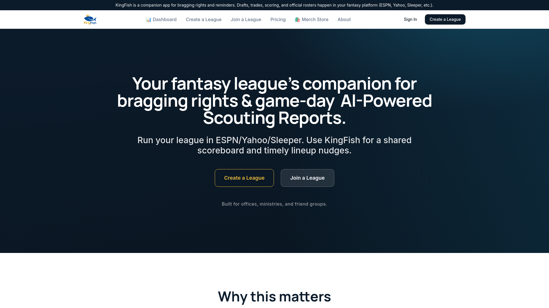 KingFish - Elite Fantasy Football Competition Platform