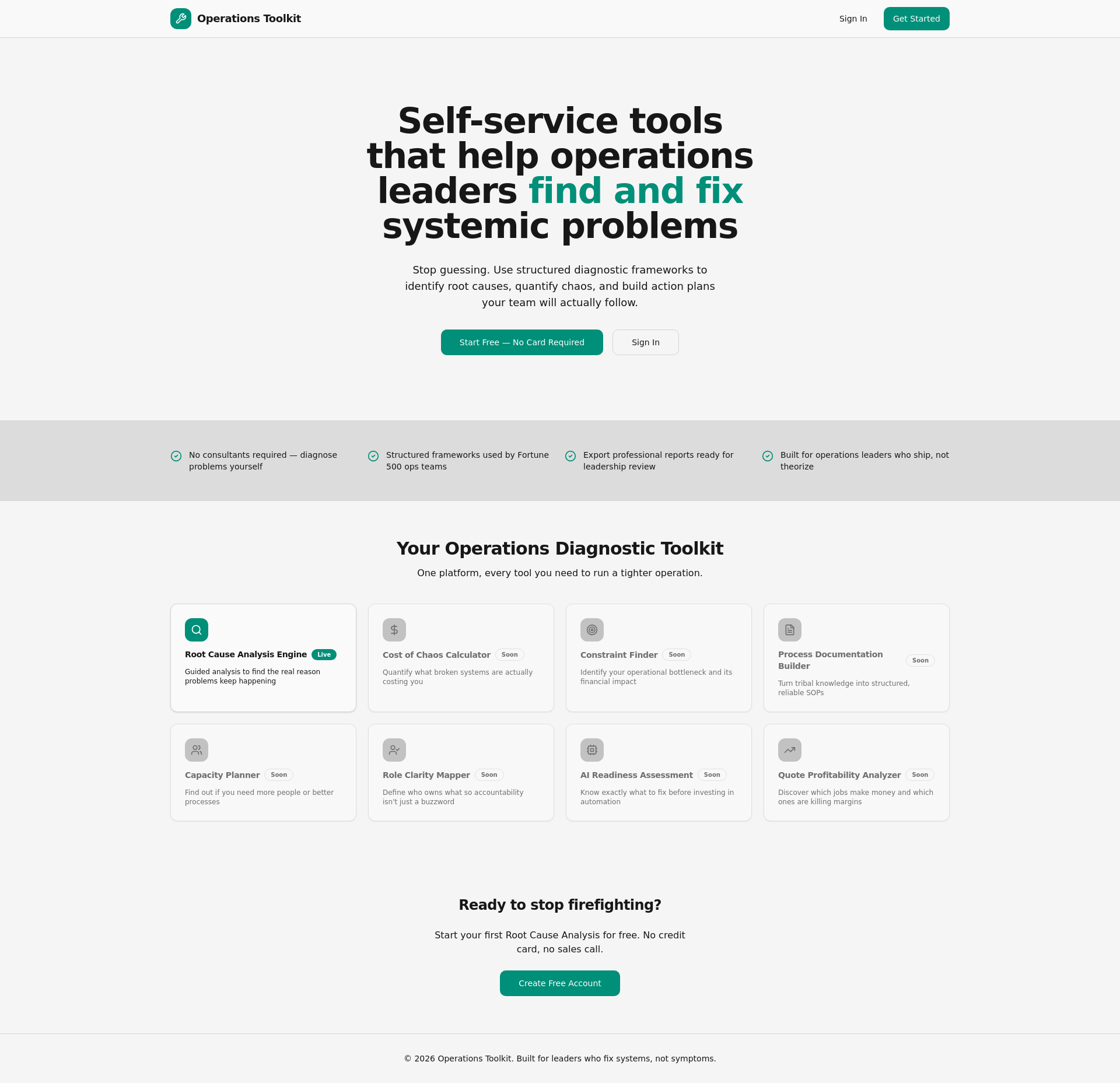 Operations Workbench — Find Problems, Fix Them, Prove It
