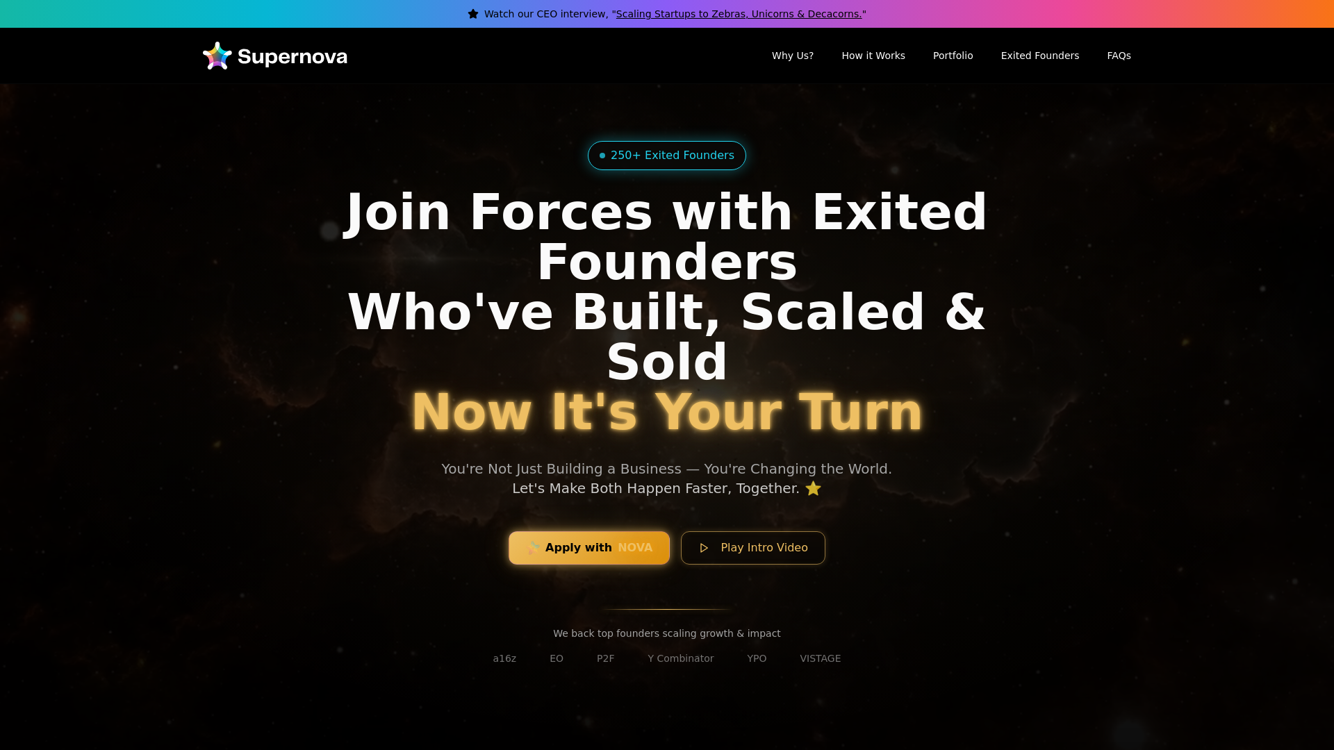 Supernova - Join Forces with Exited Founders