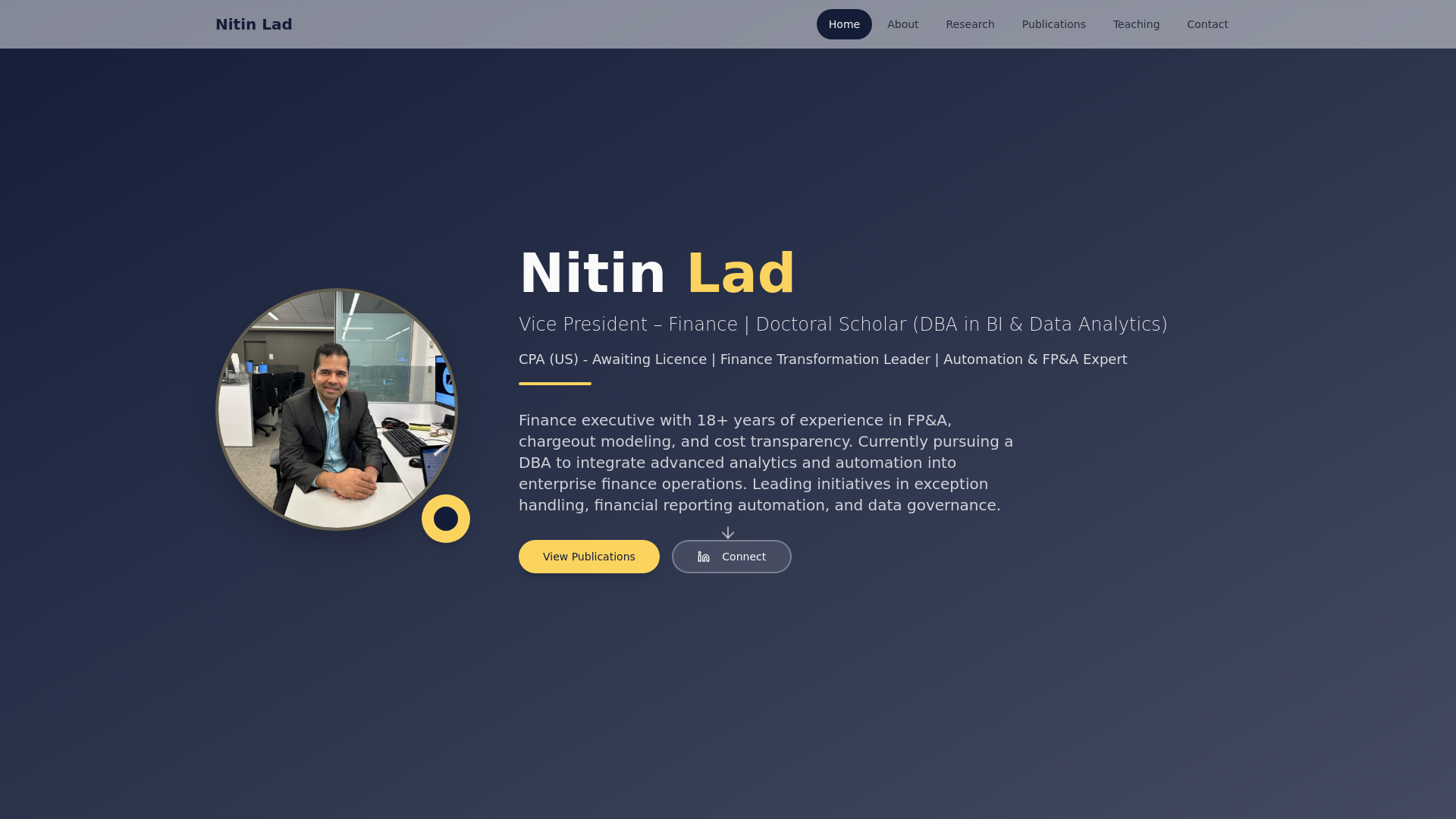 Nitin Lad - PhD Scholar & Finance Professional