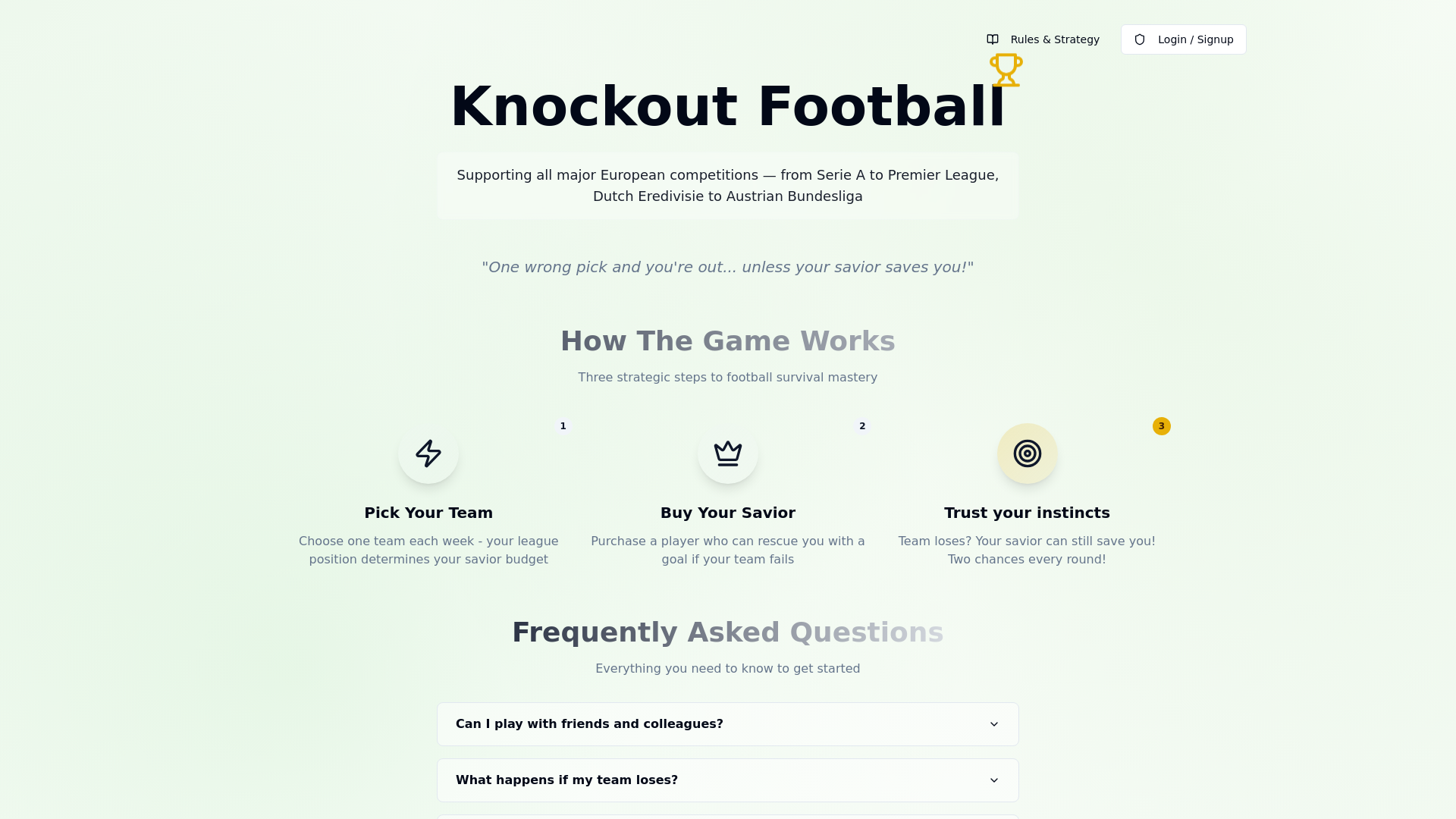 Knockout Football - Football Elimination Game | Soccer Survivor Pool