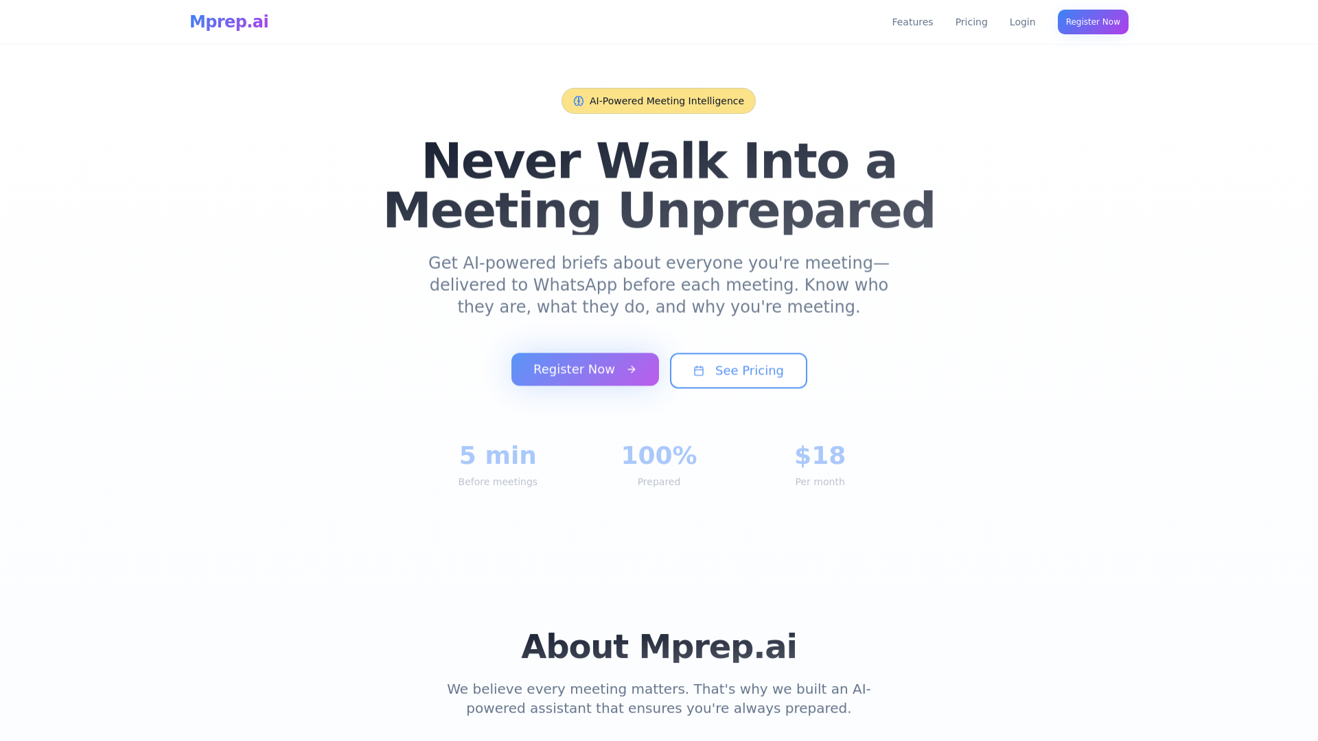 Mprep.ai - Never Walk Into a Meeting Unprepared