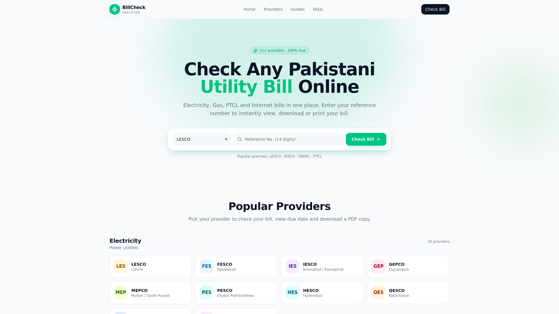 BillCheck Pakistan — Check Any Utility Bill Online