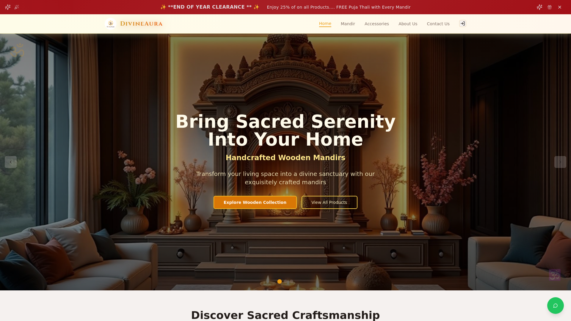 DivineAura - Sacred Home Temples | Handcrafted Wooden & Acrylic Mandirs