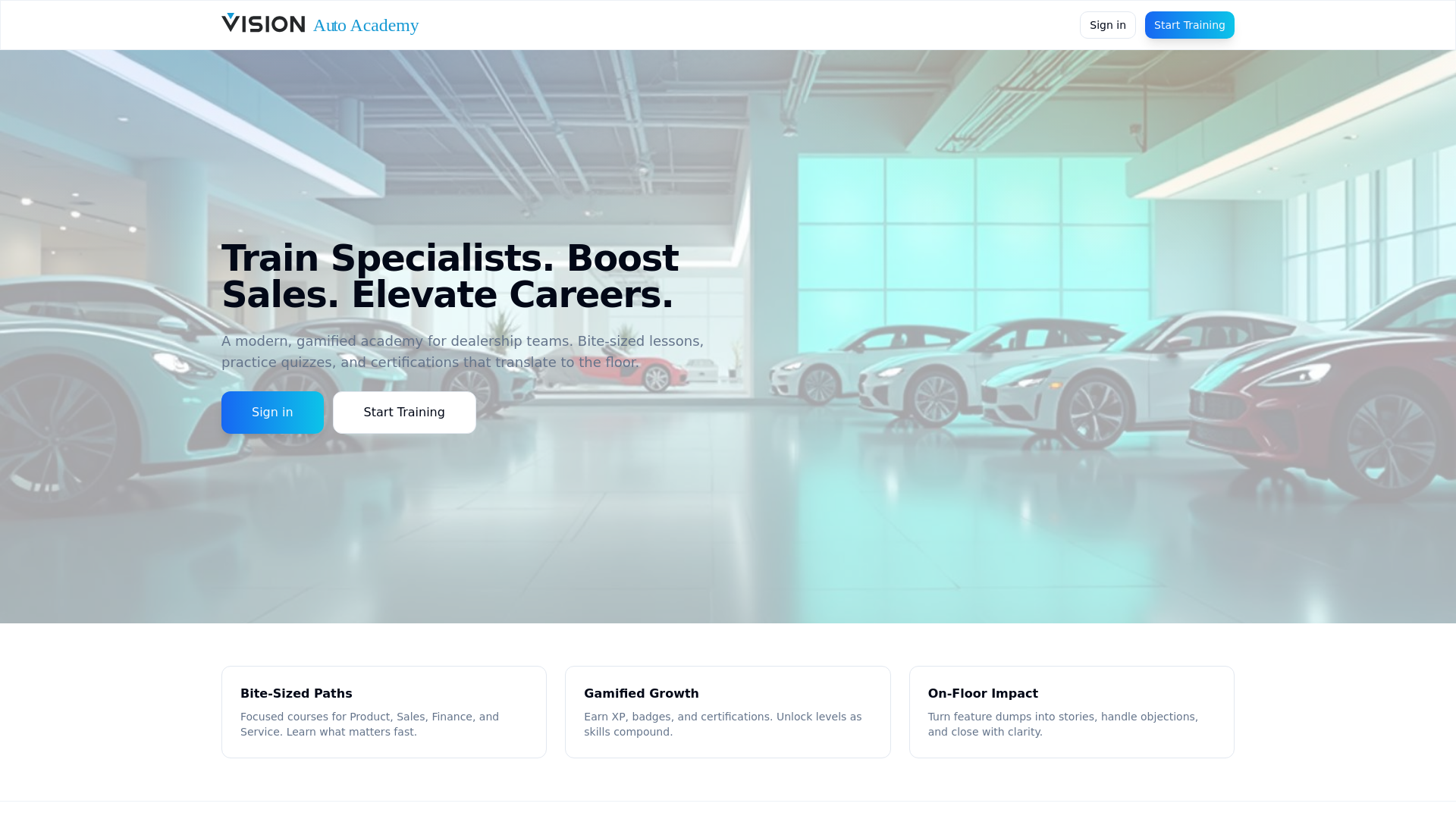 Vision Auto Academy – Interactive Training for Dealership Teams