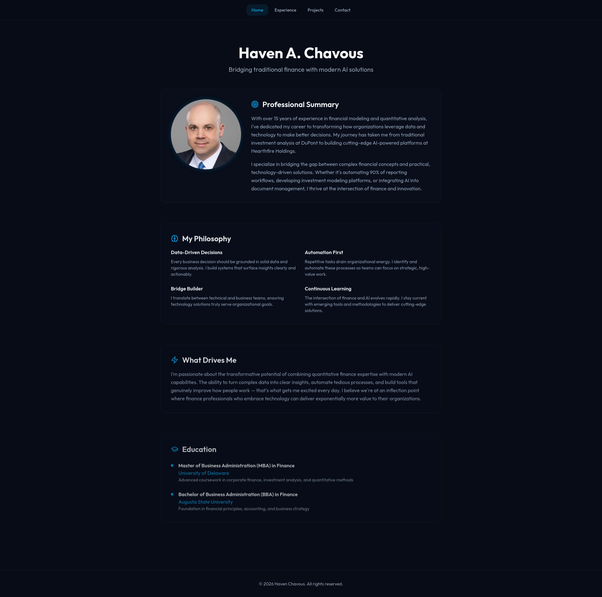 Haven Chavous | Financial Modeling & AI Innovation