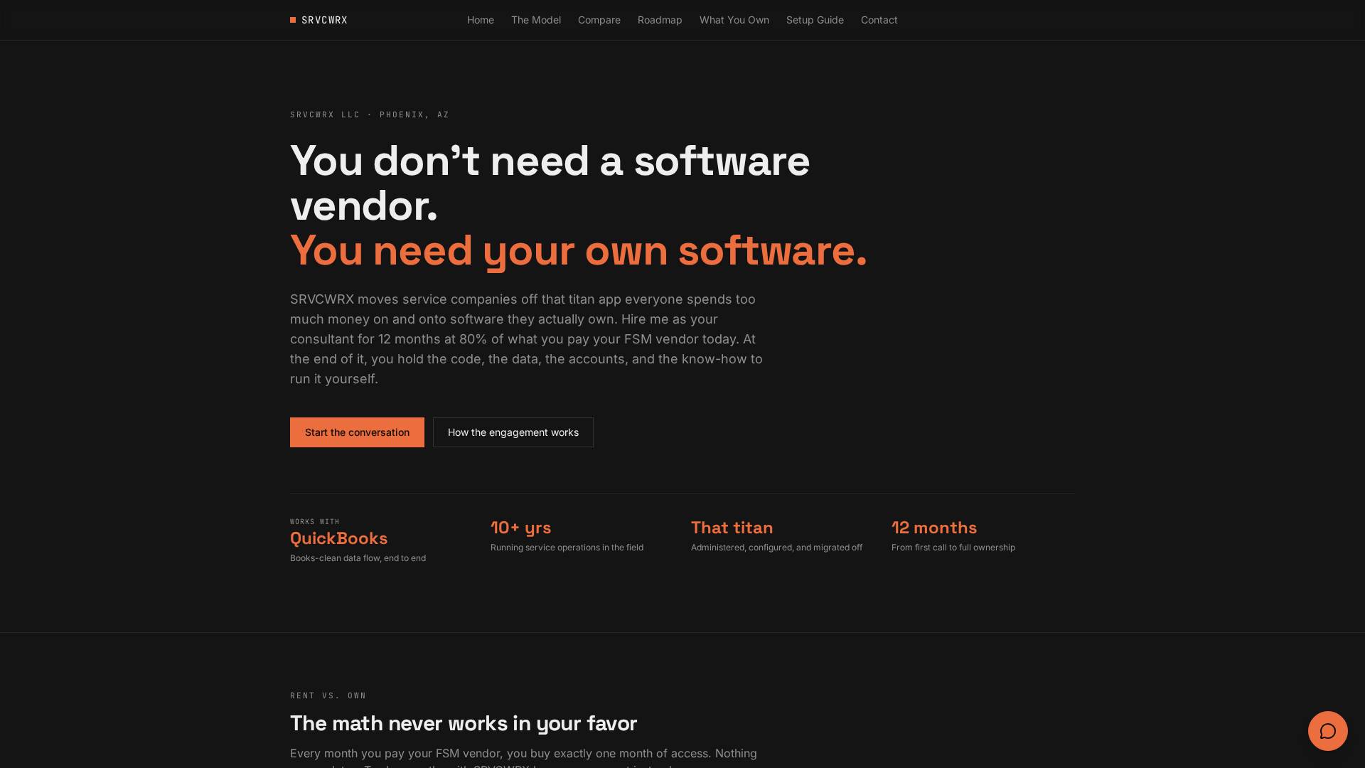 SRVCWRX — Stop Renting Your Field Service Software
